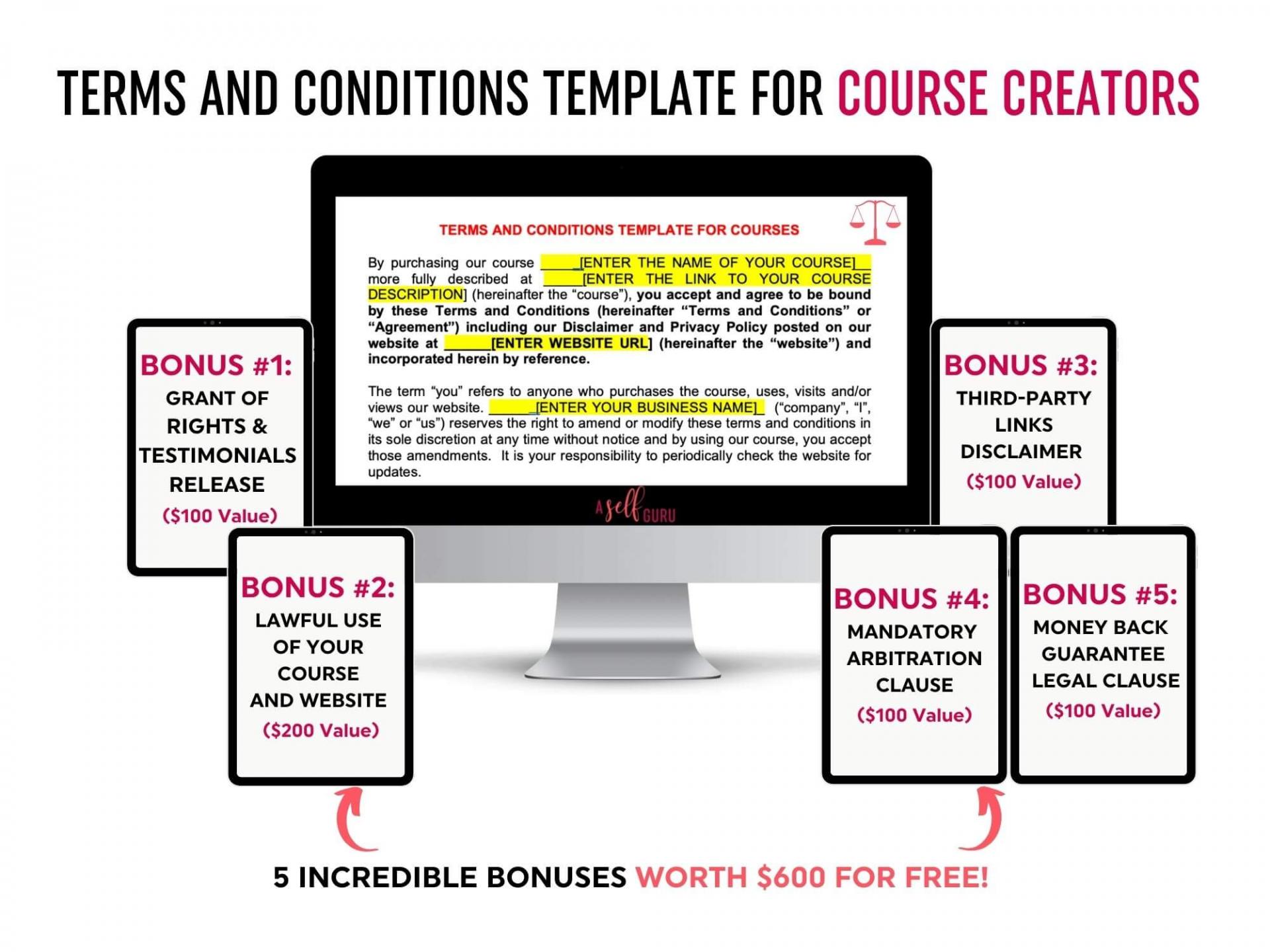 Terms and Conditions template for course creators