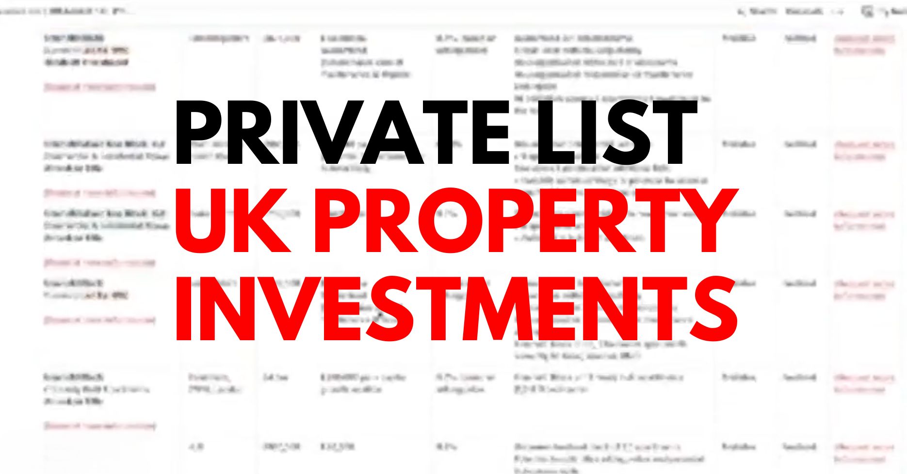 Revealed - Off Market UK Property Investment List